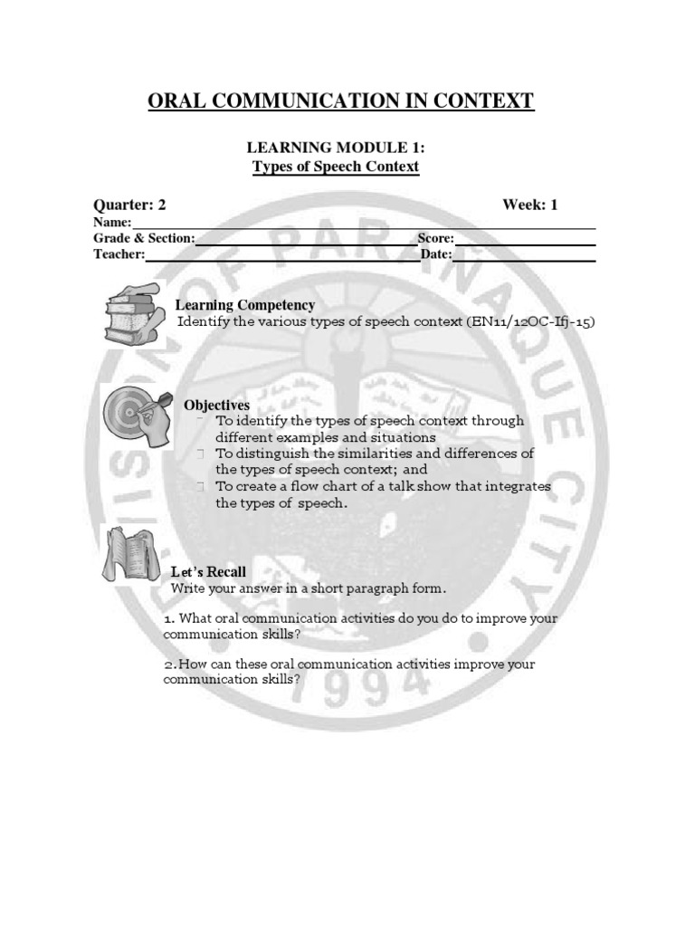Oral-Comm Q2W1 | PDF | Communication | Interpersonal Communication