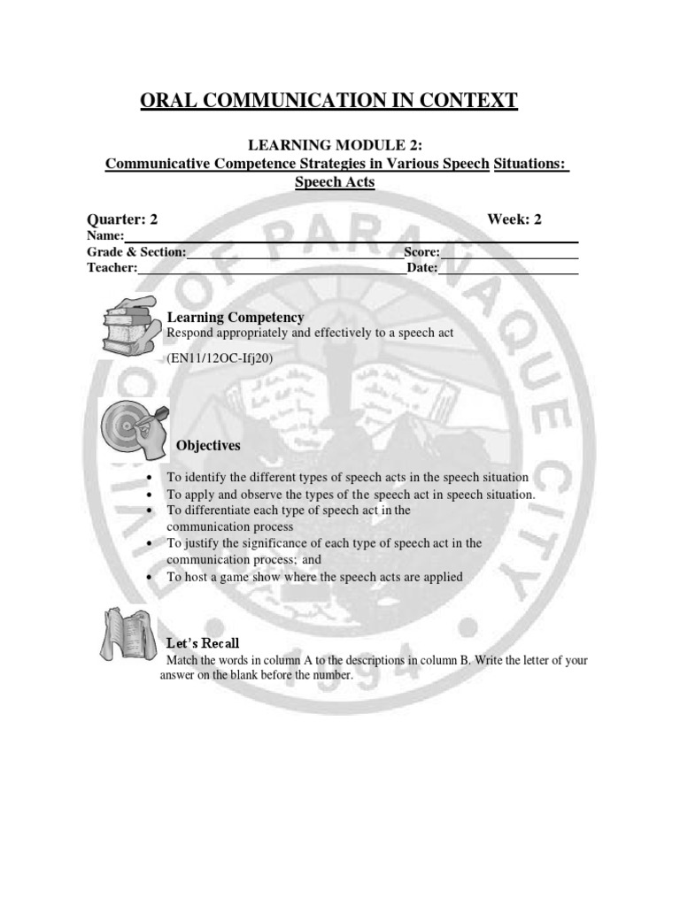 Oral-Comm Q2W2 | PDF | Speech | Cognition