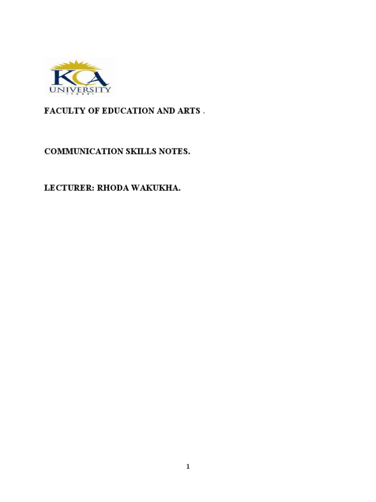 Communication Skills Notes | PDF | Communication | Nonverbal Communication