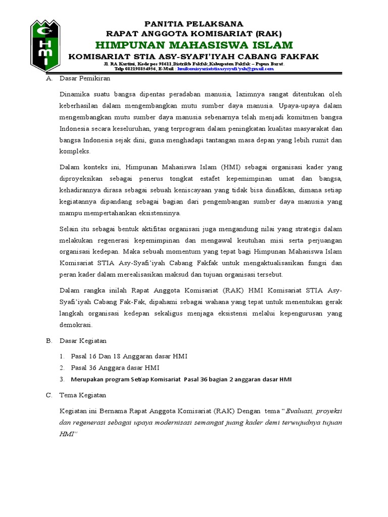 Proposal Hmi Rak STIA ASY | PDF