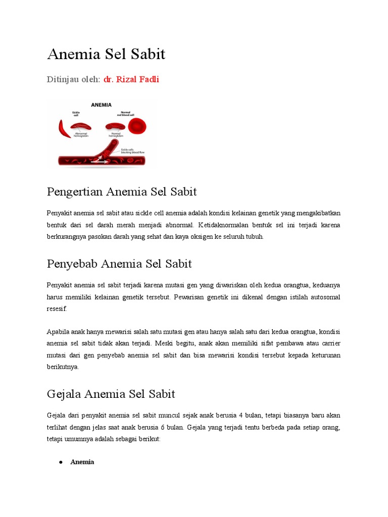 PENGERTIAN DAN GEJALA ANEMIA SEL SABIT | PDF