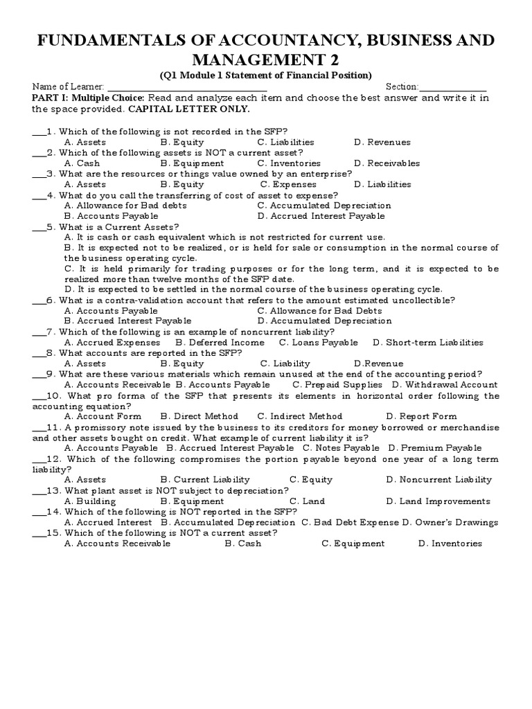 Fabm 2 Q1 M1 | Download Free PDF | Equity (Finance) | Expense
