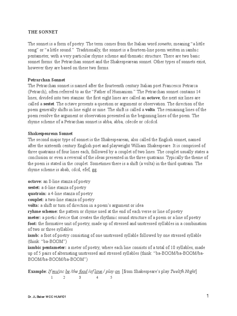 The Sonnet | PDF | Poetry | Sonnets