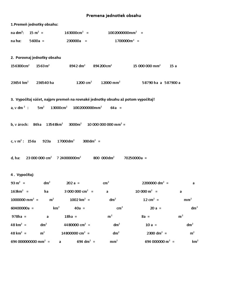 Premena Jednotiek Obsahu 5A | PDF