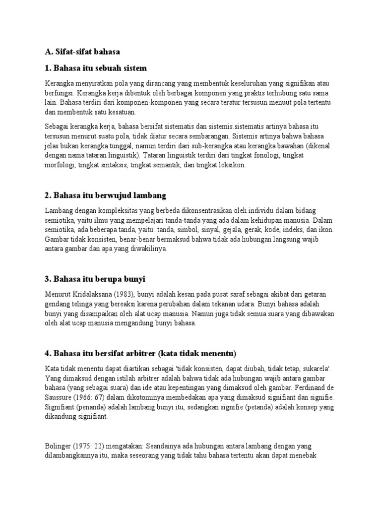 Sifat Sifat Bahasa | PDF