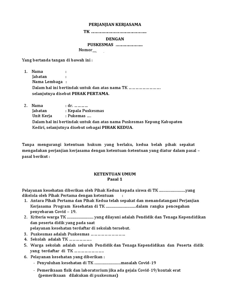 Mou Dengan Puskesmas Pdf