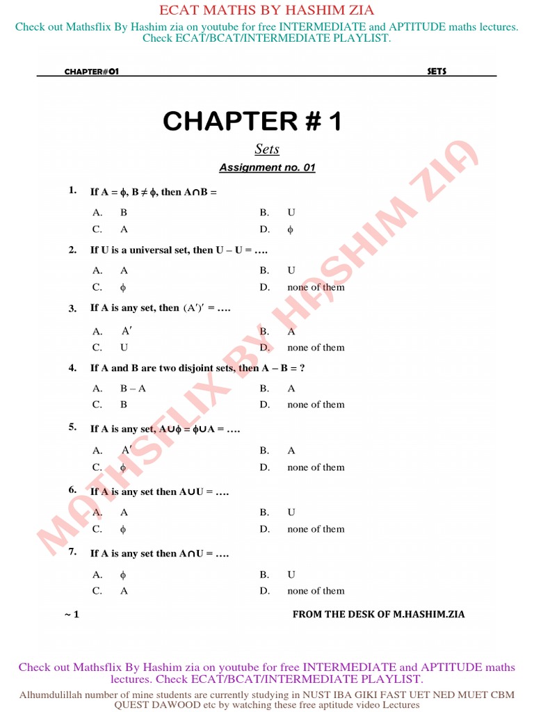 Ecat Maths by Hashim Zia | PDF | Video On Demand | You Tube