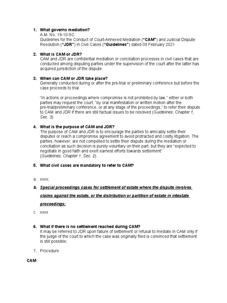 CAM JDR Guidelines | Download Free PDF | Mediation | Lawsuit