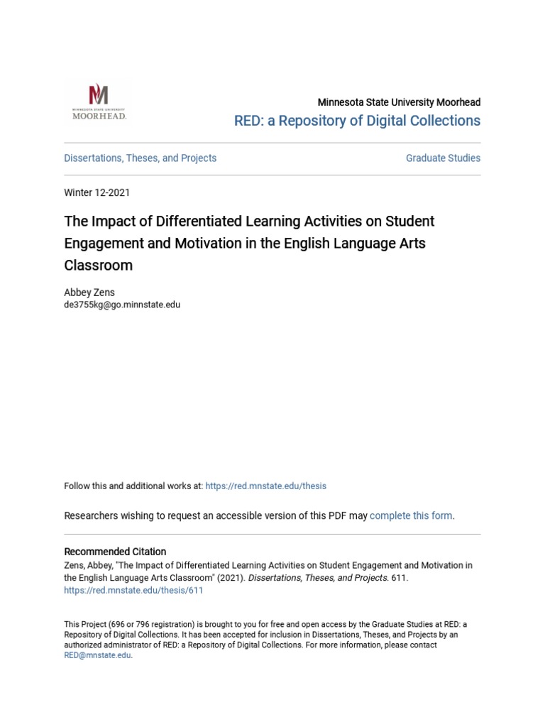 The Impact of Differentiated Learning Activities On Student Engag | PDF | Differentiated ...