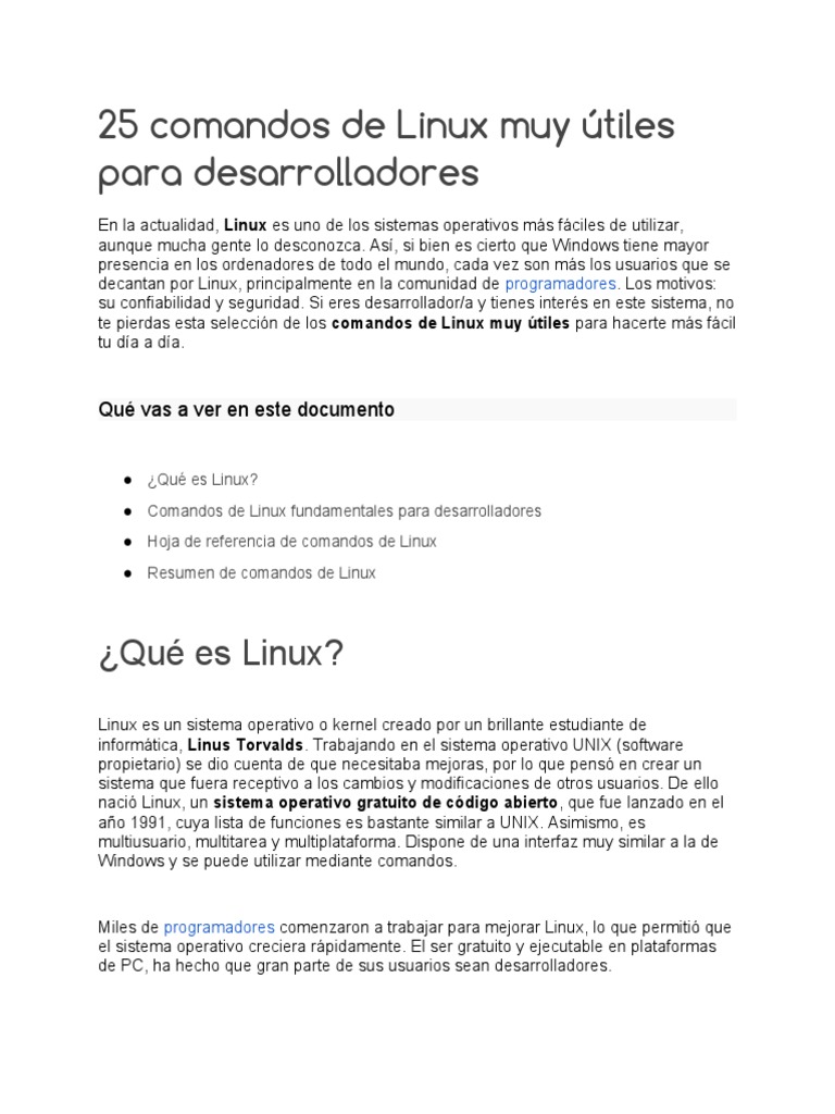 25 Comandos Esenciales de Linux | PDF | Archivo de computadora ...