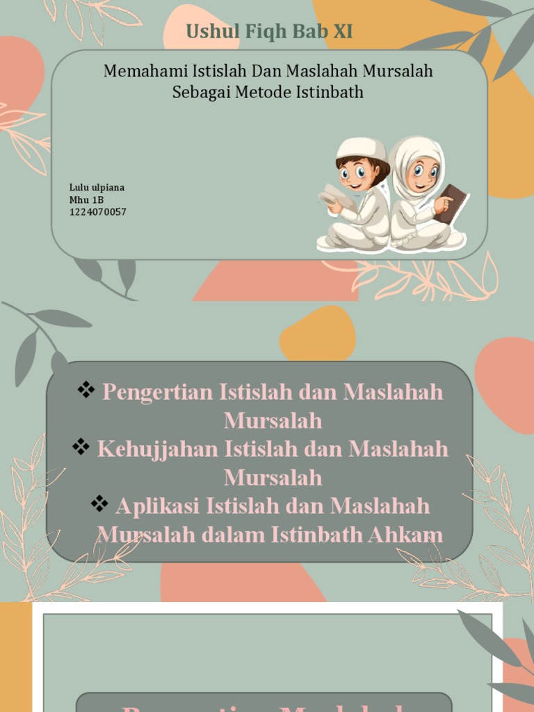 BAB 11 Memahami Istislah Dan Maslahah Mursalah Sebagai Metode Istinbath ...