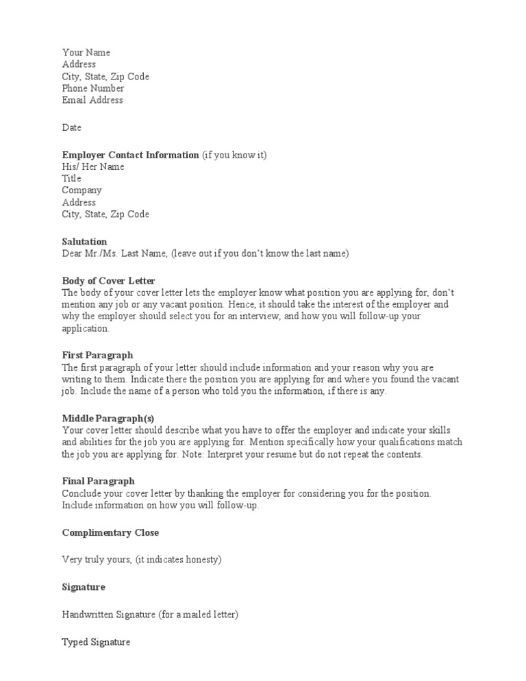 A Cover Letter Format | PDF