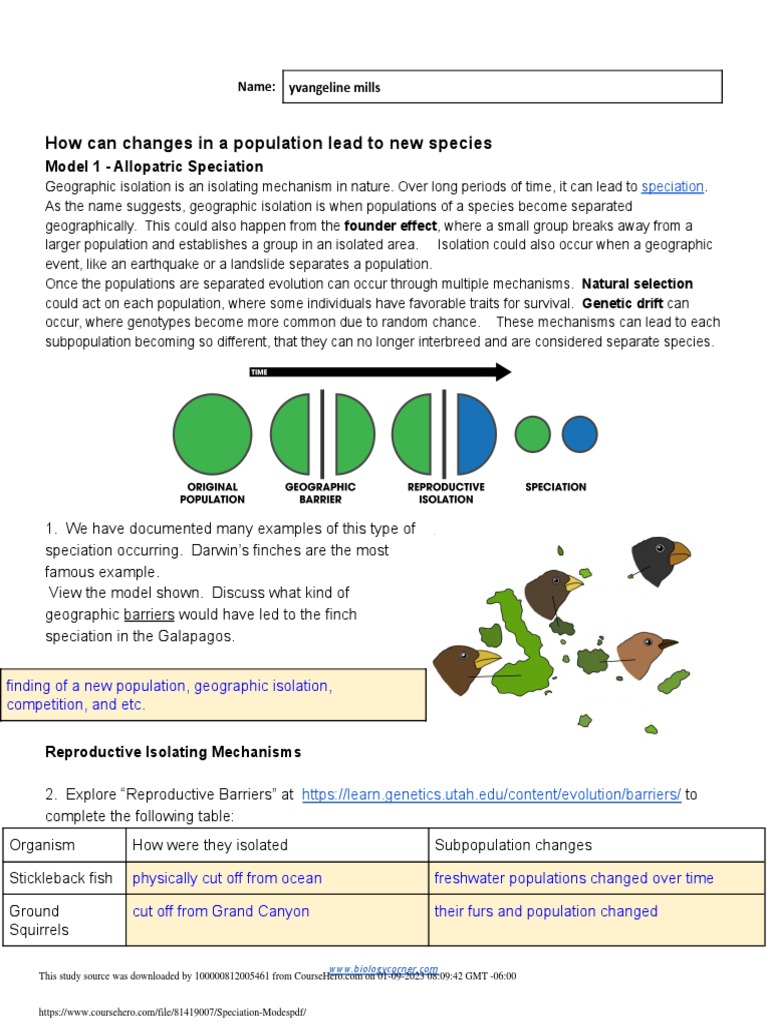 Speciation Modes PDF | PDF | Evolution | Biological Interactions