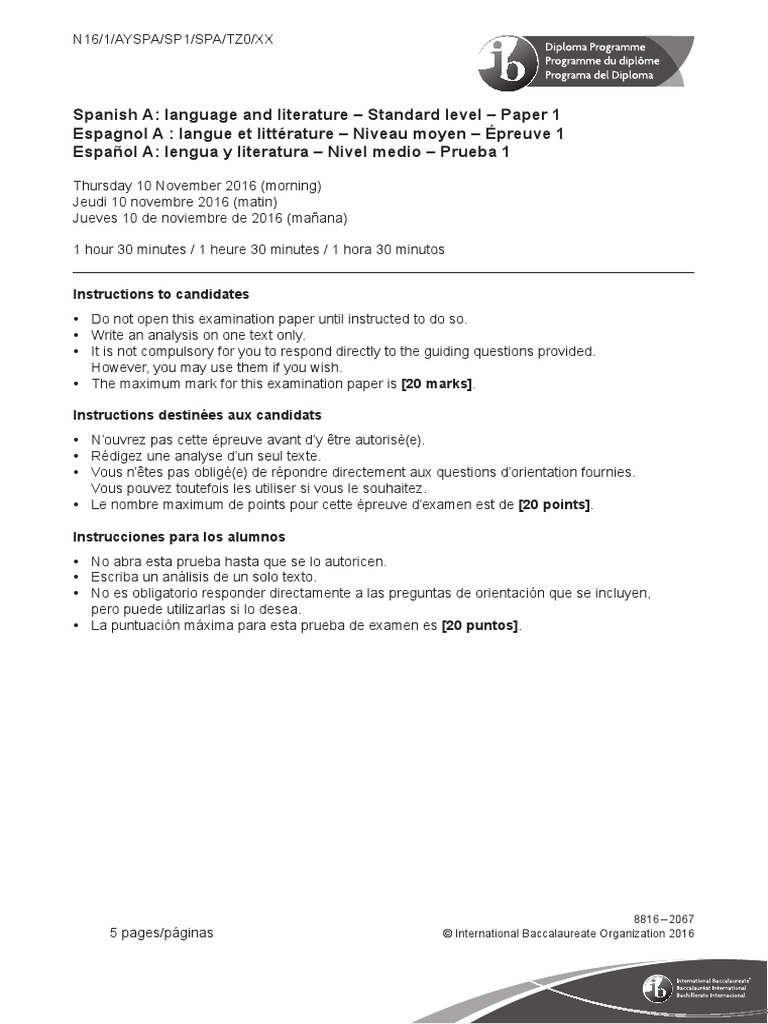 Documents - Pub Spanish A Language and Literature Standard Level Paper ...