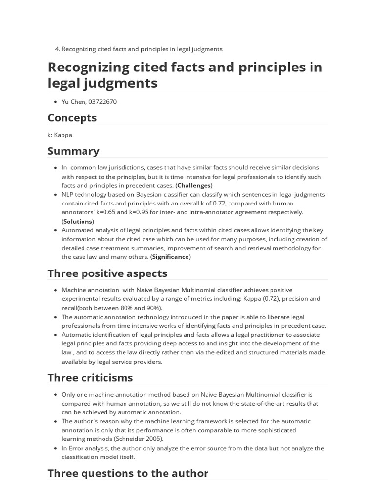 Recognizing Cited Facts and Principles | PDF | Statistical ...