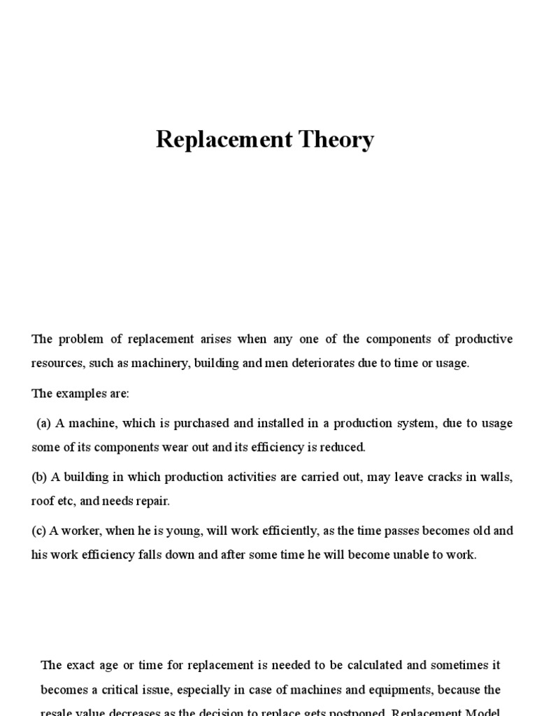 @9 Replacement Theory | PDF | Depreciation | Economies