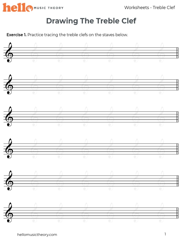 Treble Clef Drawing Worksheets | PDF
