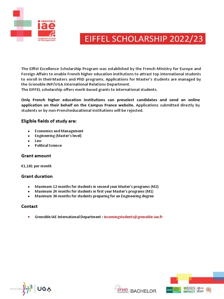 Eiffel Excellence Scholarship Process 2022/23 | PDF