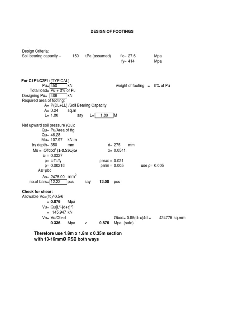 Footing Slab Purlins | PDF | Pascal (Unit) | Physical Quantities
