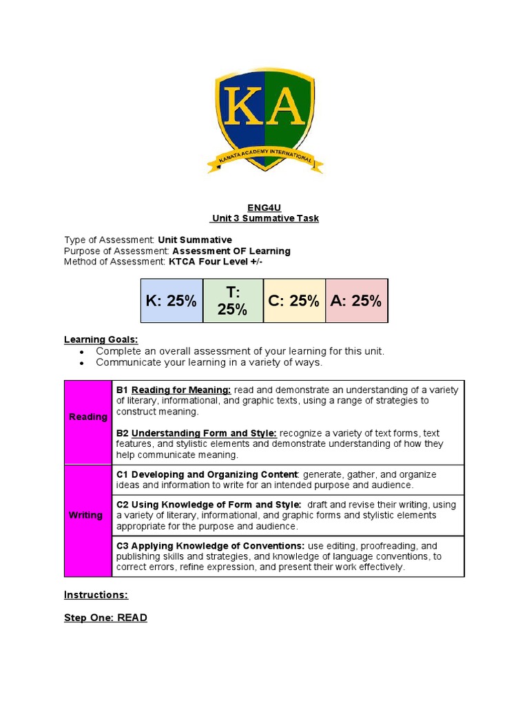 Unit 3 Summative. | PDF | Essays | Understanding
