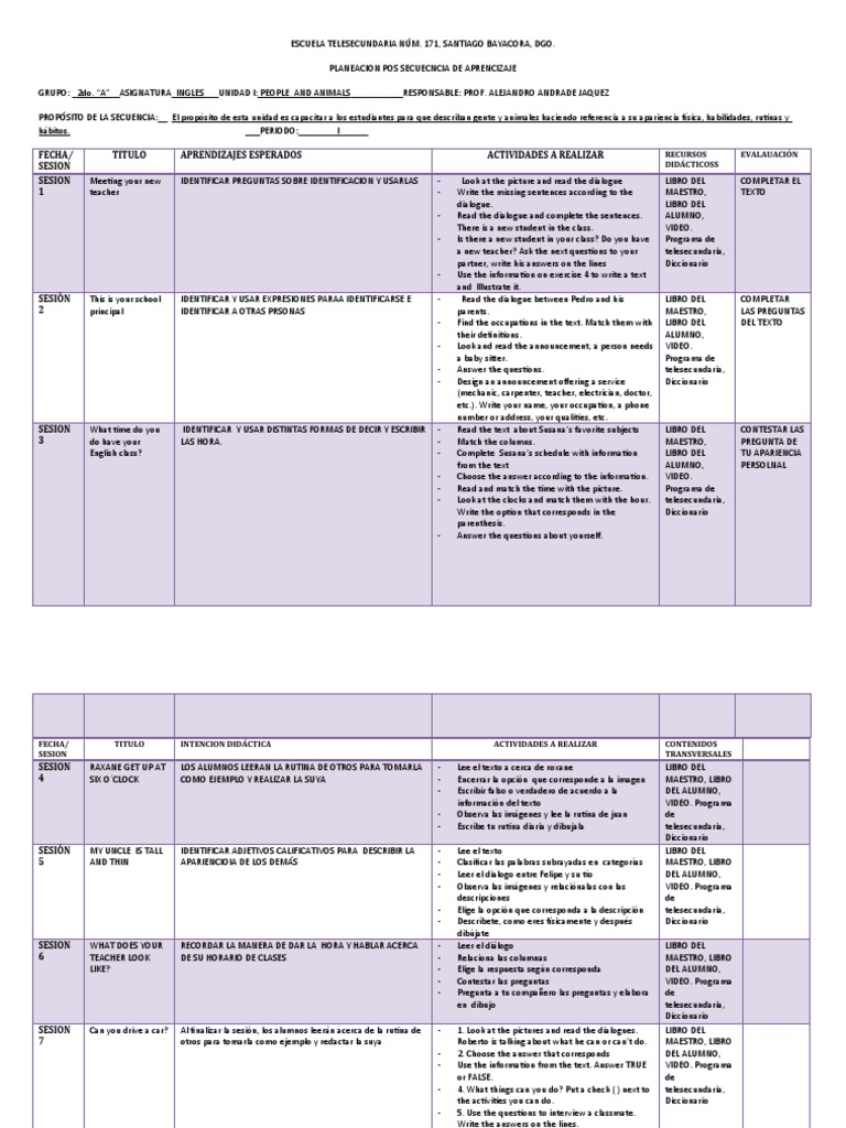 Planeación Ingles II | PDF | Linguistics