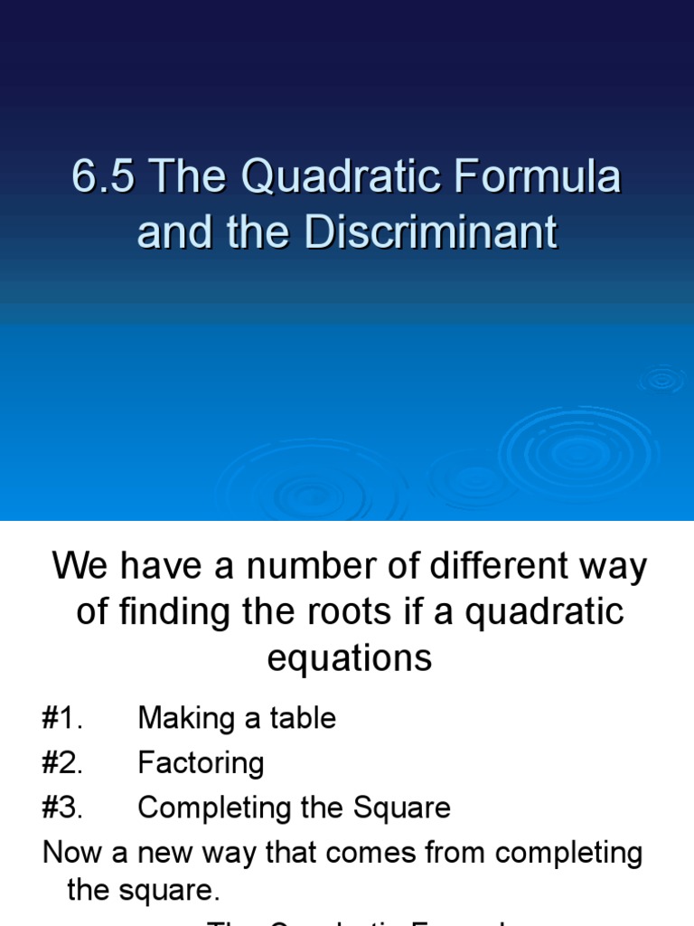 Quadratic Formula and Discriminant Guide | PDF | Quadratic Equation ...