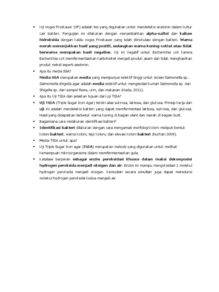 Uji Voges Proskauer untuk Deteksi Bakteri | PDF | Sains & Matematika