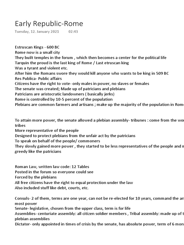 The Early Roman Republic: A System of Checks and Balances | PDF ...