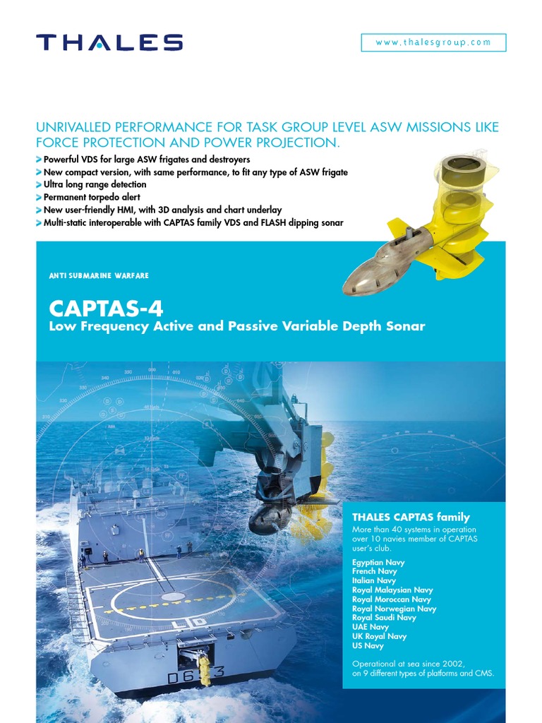 Thales Captas-4 | PDF | Anti Submarine Warfare | Sonar
