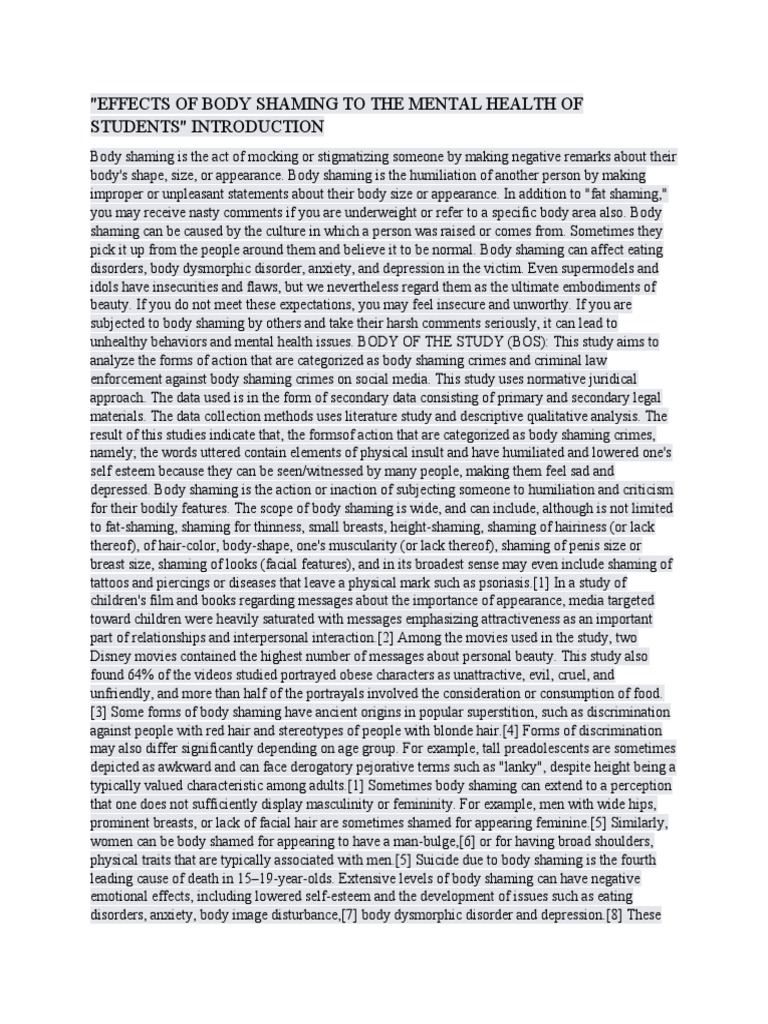 Effects of Body Shaming To The Mental Health of Students | PDF ...