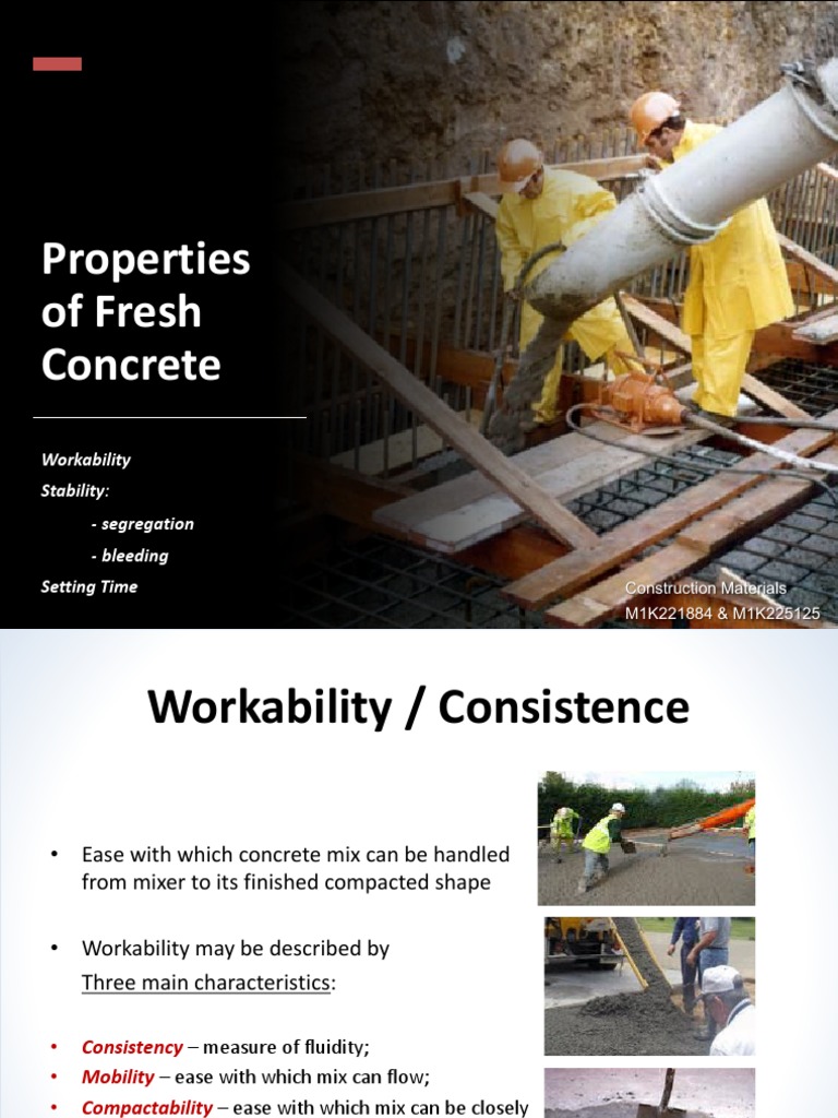 Properties of Fresh Concrete | PDF | Concrete | Cement