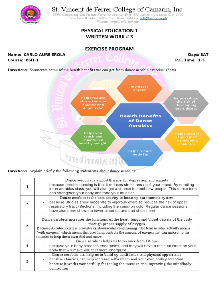 (Carlo Aure Erola) Written Work 3 Exercise Program | PDF | Aerobic ...