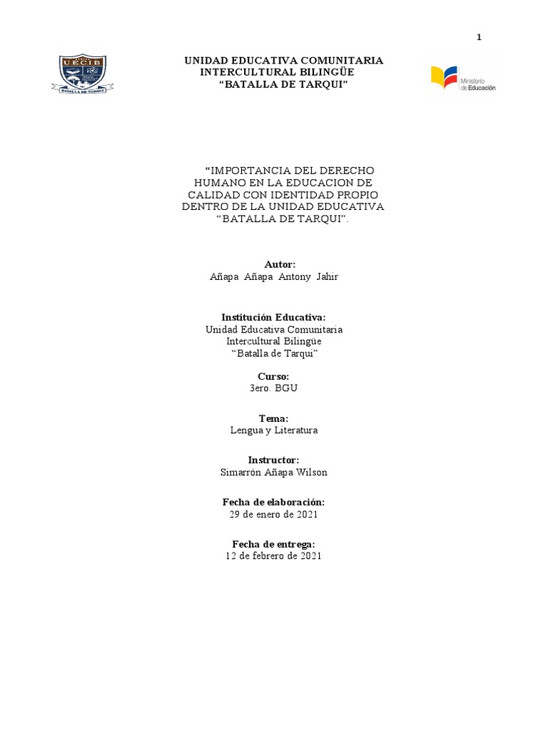 Proyecto de La Vivencia de La Cultura Chachi | PDF | Multilingüismo ...