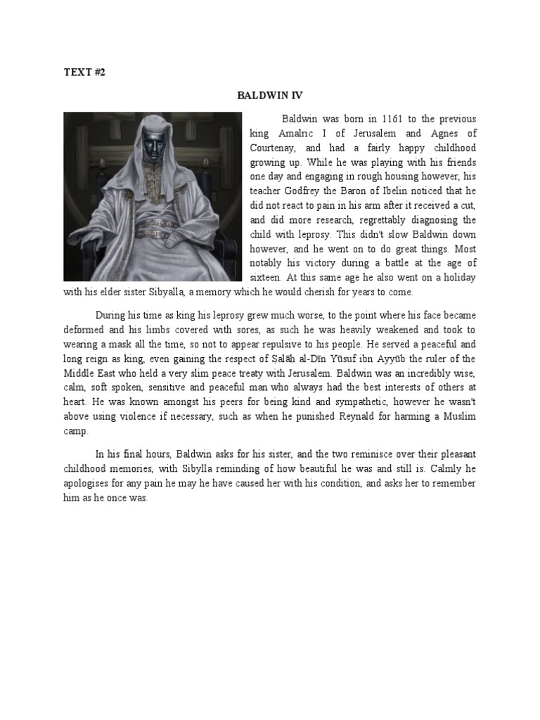 Text 2 - Baldwin IV | PDF | Crusades | Noble Titles