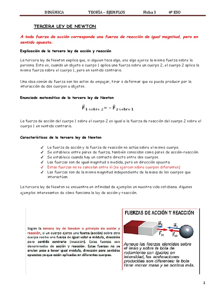 Ficha 3 Fuerzas | PDF | Fuerza | Las leyes del movimiento de Newton