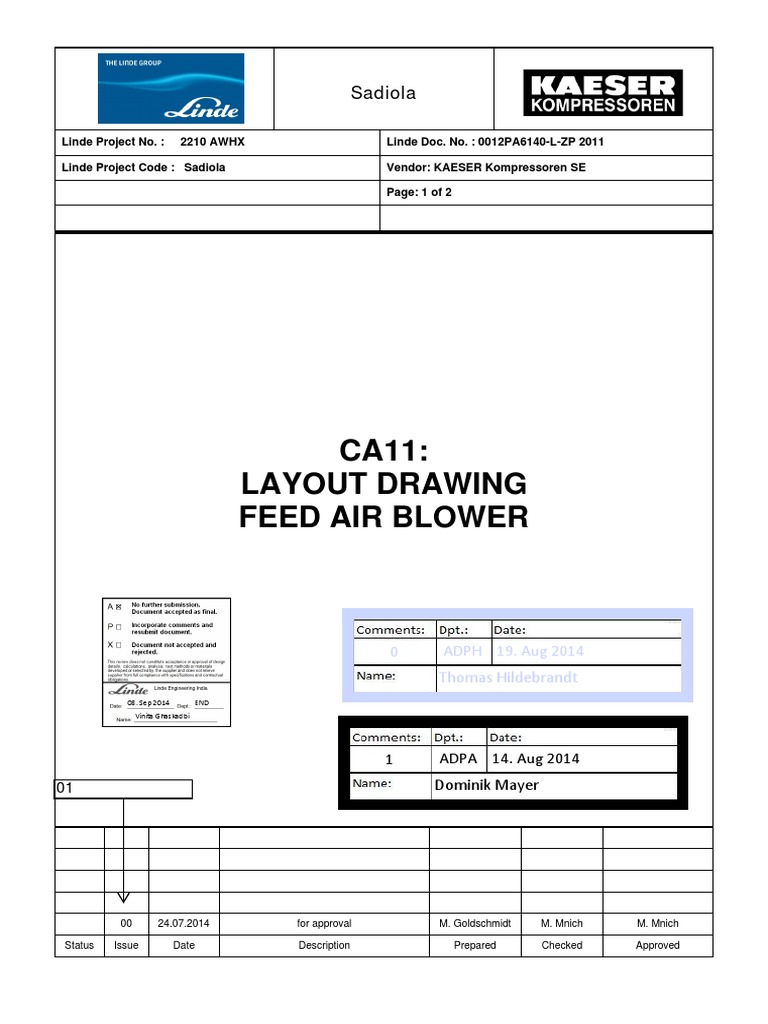 Layout Drawing for the Feed Air Blower for the Sadiola Linde Project ...