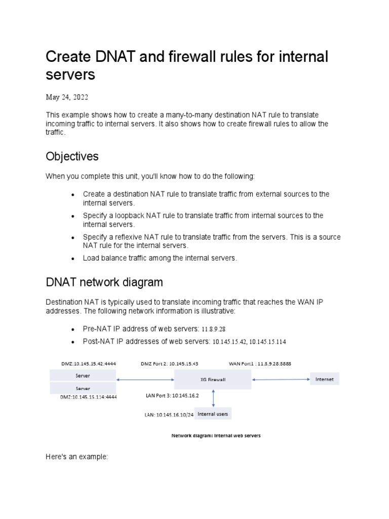 Create DNAT and Firewall Rules For Internal Servers | PDF | Computer ...