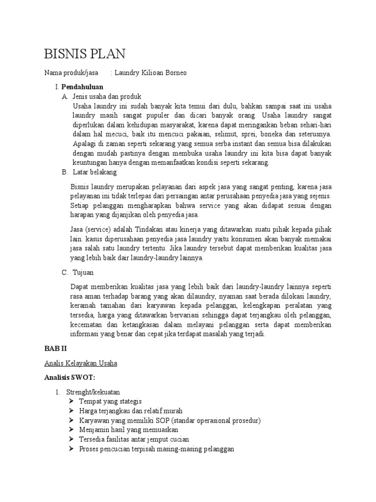 Bisnis Plan | PDF