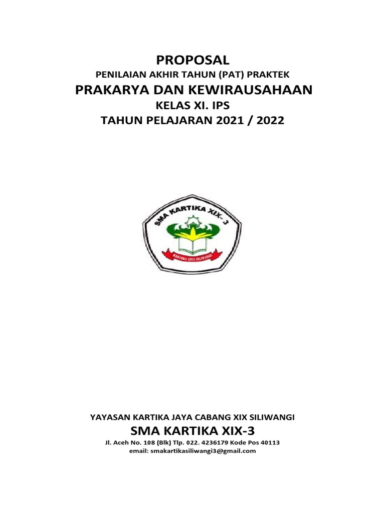 Proposal PAT Prakarya Kewirausahaan XI IPS | PDF
