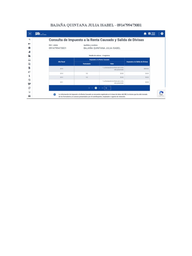 Consulta de Impuesto A La Renta Causado | PDF