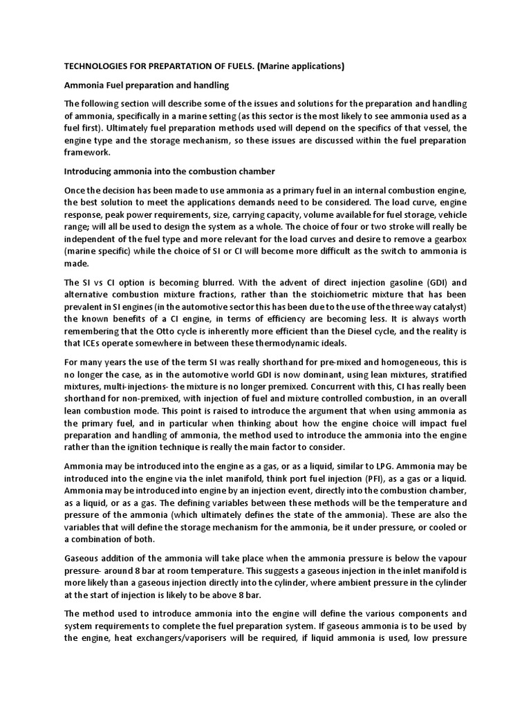 Ammonia Fuel Handling - KR | PDF | Internal Combustion Engine | Diesel ...