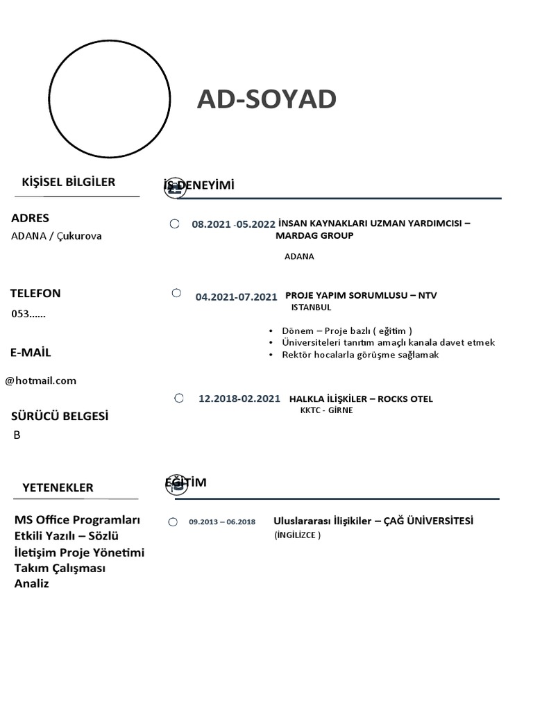 Ozgecmis Ornegi-Olumsuz | PDF