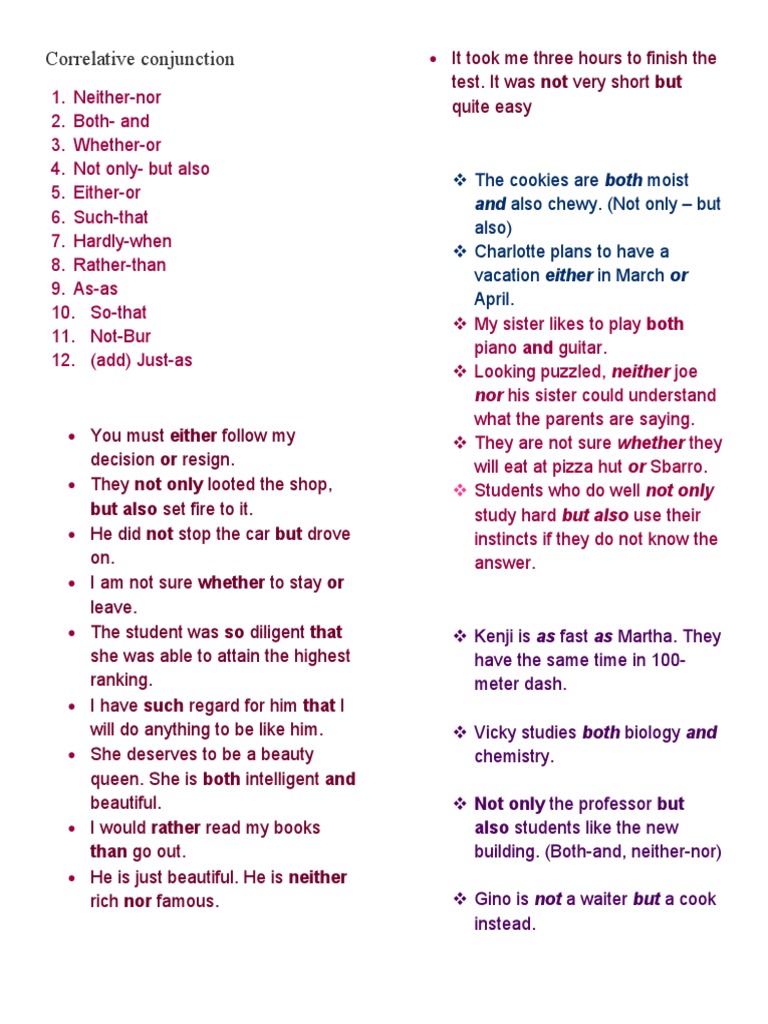 Correlative Conjunction | PDF