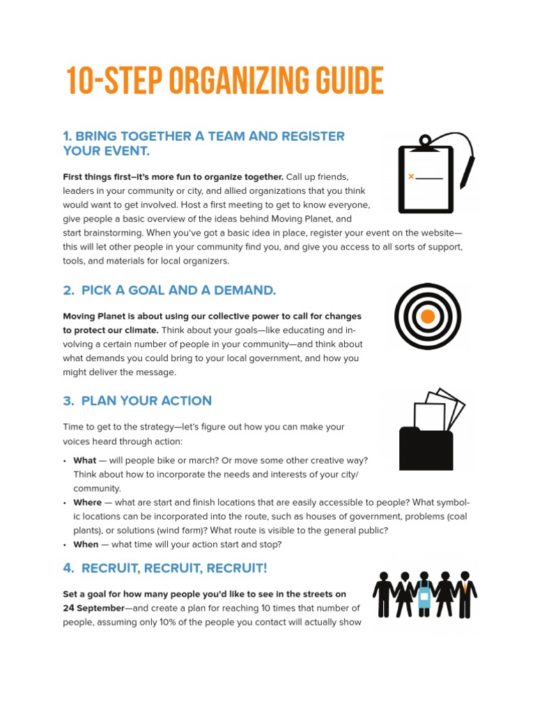 10-Step Organizing Guide: 1. Bring Together A Team and Register Your ...