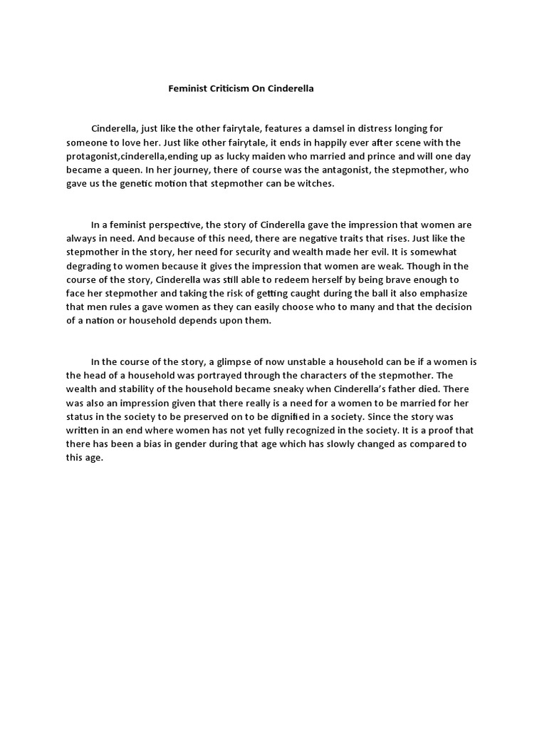 Feminist Analysis of Cinderella's Message | PDF | Social Science ...