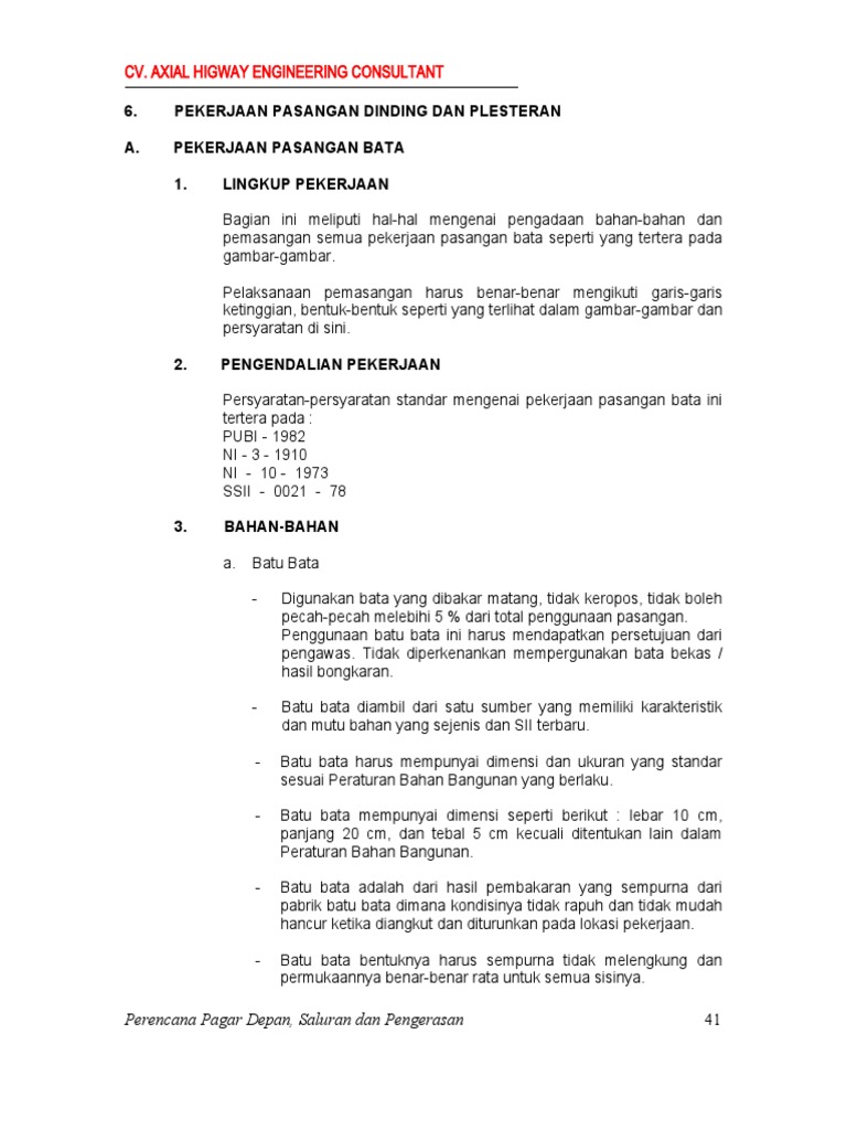 6 Pekerjaan Dinding Dan Pasangan | PDF