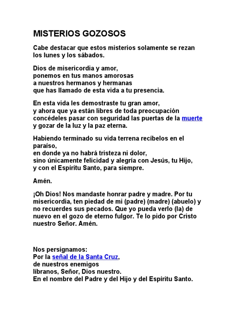 Misterios Gozosos | PDF | Rosario | María, madre de Jesús