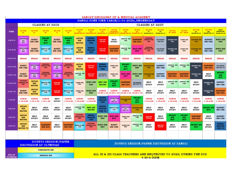 11-01-23 Time Table | PDF