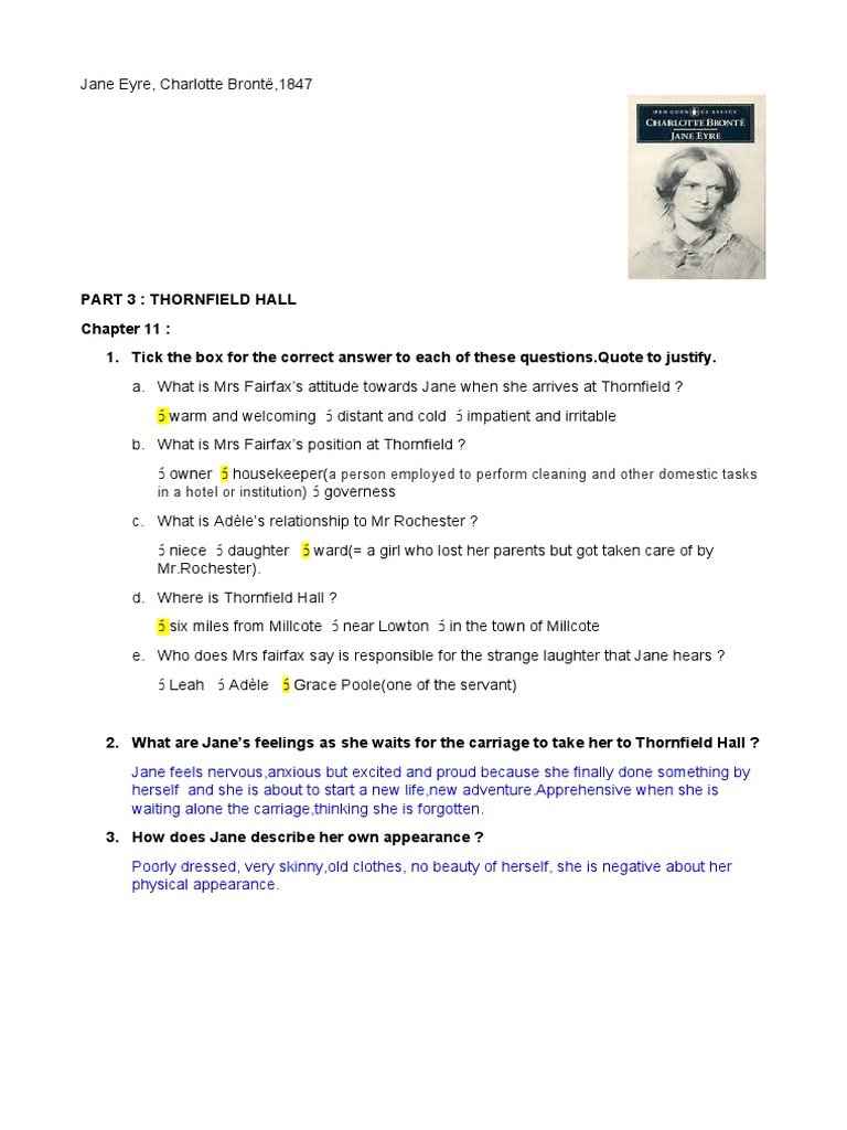 Student Worksheet Part 3 | PDF | Jane Eyre | Gothic Fiction