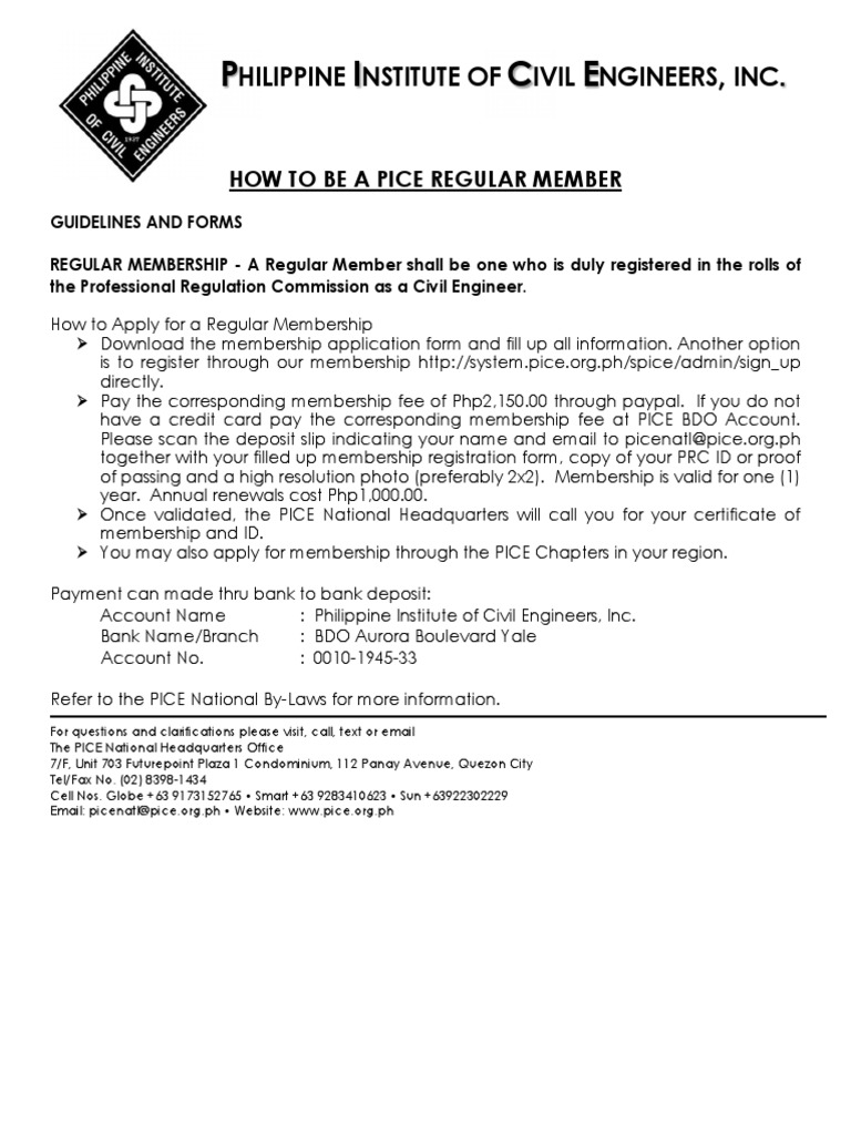 Guidelines How To Become A PICE Regular Member | PDF | Career & Growth